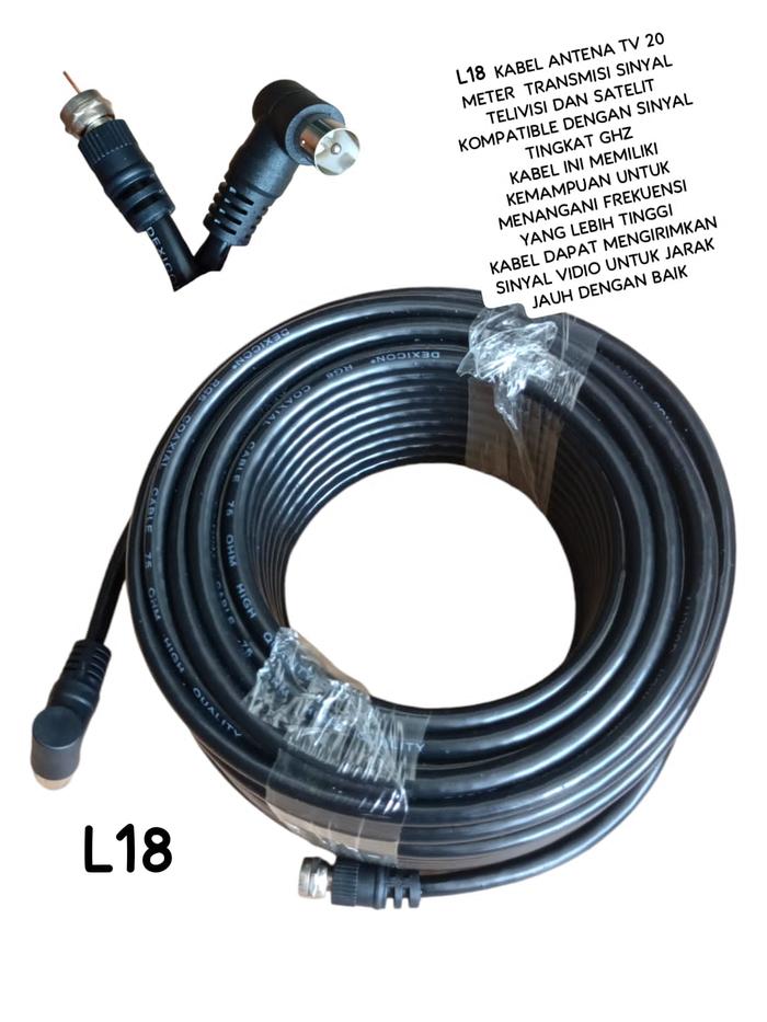 Jual L18 ORI KABEL ANTENA TV 20 METER TELEVISI STB KONEKTOR RG6 COAXIAL ...