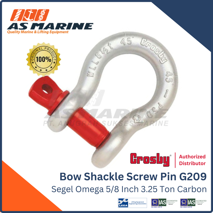 Promo CROSBY USA Bow Shackle / Segel Omega G209 Screw Pin 5/8 Inch 3.25 ...