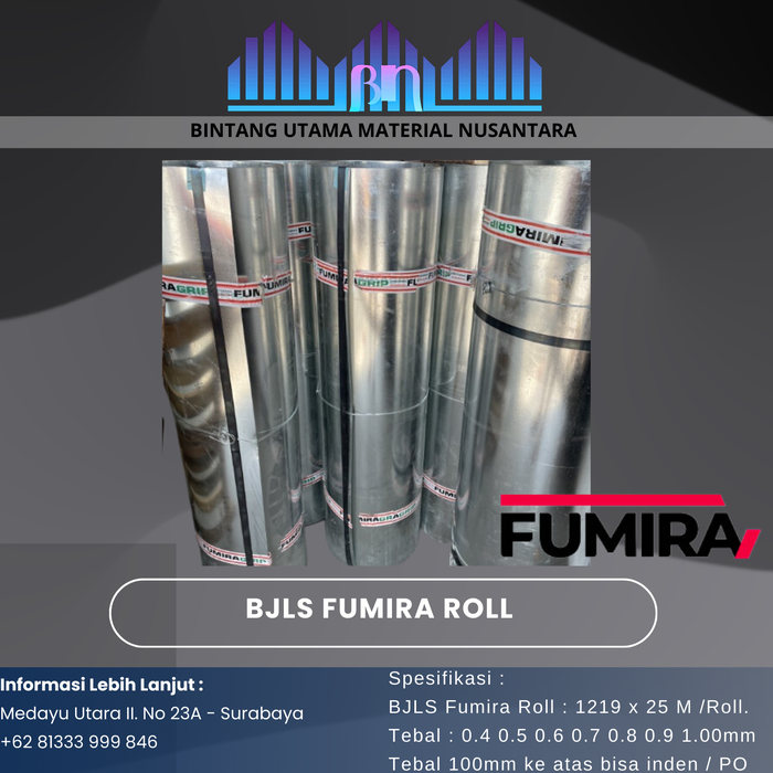 Jual Plat BJLS / Plat Baja / Plat Galvanis / merk Fumira ROLL 1,2 x 25m ...