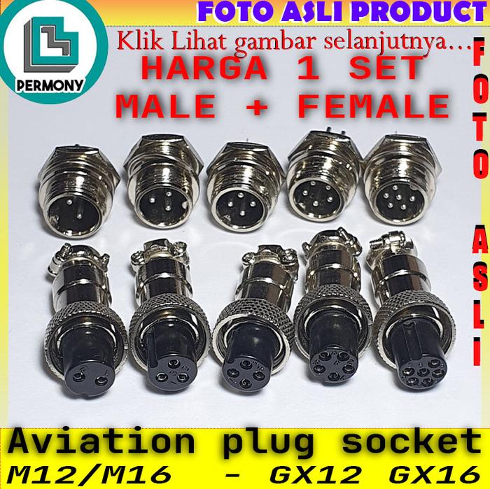 Jual Aviation Plug GX12 GX16 Connector CB Male Female 2 3 4 5 6 7 8 Pin ...