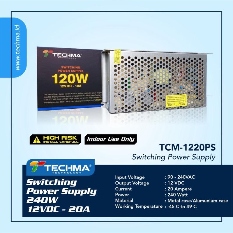 TECHMA TCM -1220 PS Power Supply CCTV 12Volt 20A Jaring -240 WATT ...