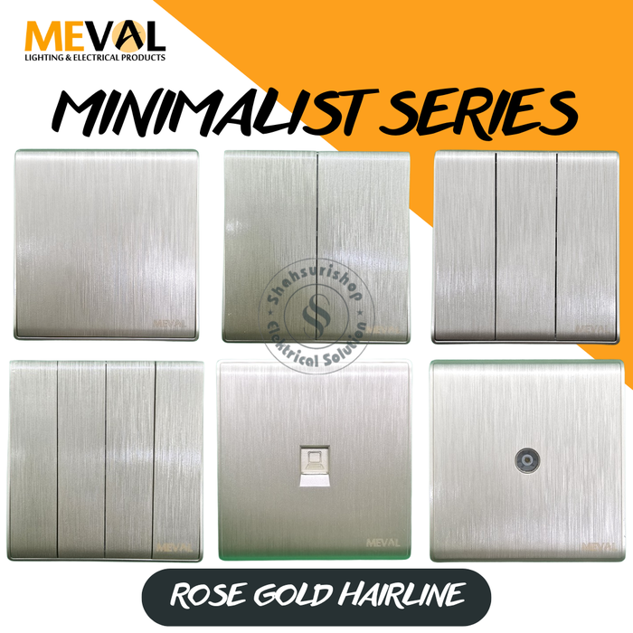 Jual MEVAL SAKLAR SWITCH & SOCKET MINIMALIST SERIES ROSE GOLD HAIRLINE ...