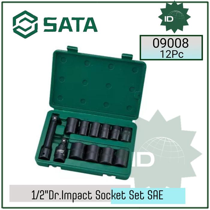 Promo Kunci Socket Set 12 Pc Inch 09008 1/2" Dr. Impact Socket Set, S.A ...