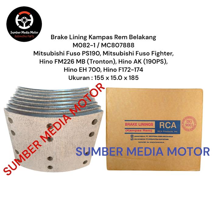 Jual RCA Brake Lining Kampas Rem Belakang M082-1 / MC807888 Mitsubishi ...