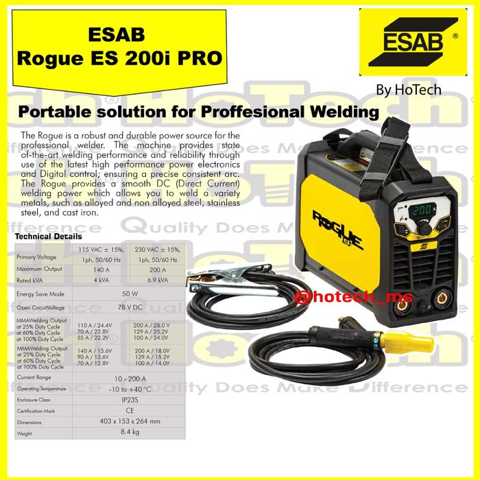 Jual ESAB MMA Welding Machine Rogue ES 200i Pro | ESAB | SMAW | MMA ...