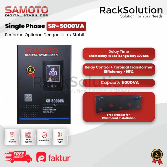 Jual SAMOTO SR5000 Relay Stabilizer 5000VA AVR Stabiliser Relay ...