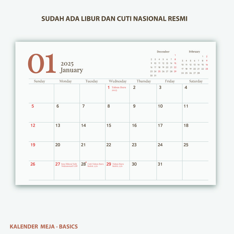 Kalender Meja Horizontal Basics Aesthetic Premium - Shop | Tokopedia
