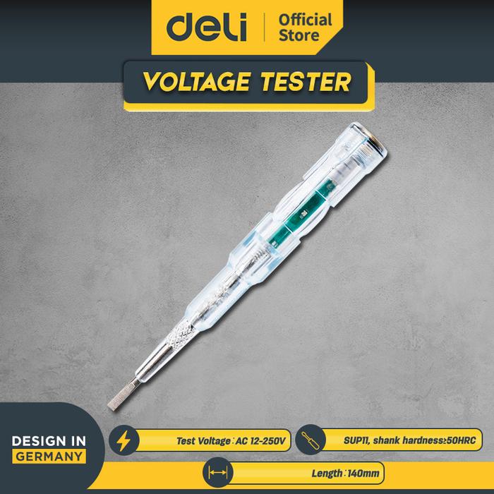 Promo Deli Tools Obeng Tespen Voltage Tester 12-24V DC /24-250V AC ...