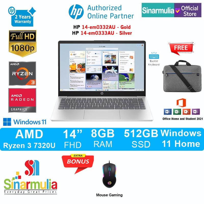 HP 14-em0332AU/em0333AU Ryzen 3 7320U 512GB SSD 8GB FHD Win11+OHS ...