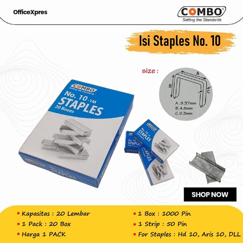 Isi Stapler No.10 / Isi Hekter Kecil No.10 / Necis No.10 / Stapler ...