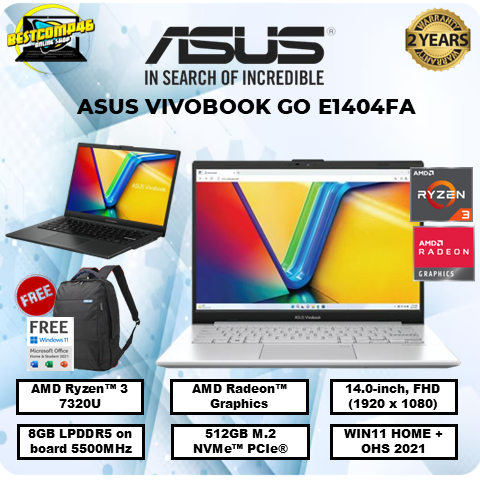 Promo ASUS Vivobook Go 14 E1404FA – Ryzen 3 7320U | 8GB RAM | 512GB SSD ...