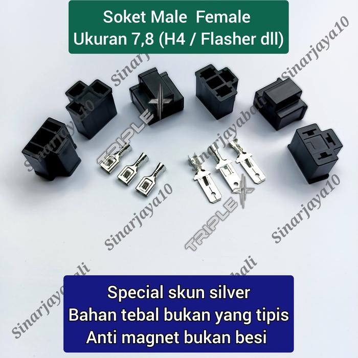 Jual soket lampu h4 socket flasher flaser fleser 3 kaki 3p sekun 7,8 ...