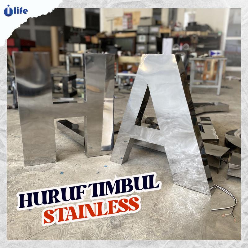 HURUF TIMBUL STAINLESS NON LED/HURUF STAINLESS SPON - Shop | Tokopedia