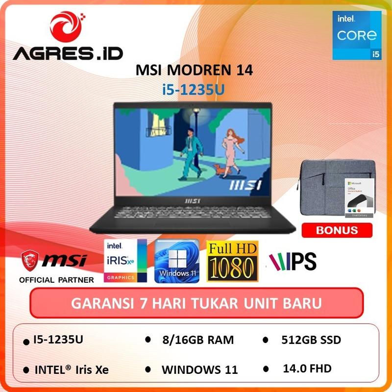 MSI MODERN 14 I5 1235u 16GB 512SSD IRISXE W11+OHS 14.0FHD IPS - Shop ...