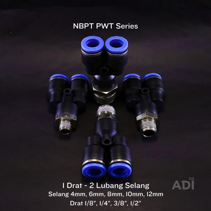NBPT PWT Male Y Pneumatic Fitting Connector Neple 4mm 6mm 8m - Shop ...