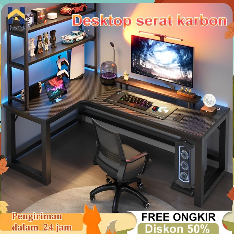 NA-Meja Gaming Karbon Serat Meja Komputer Shaped L Meja Kantor - Shop ...