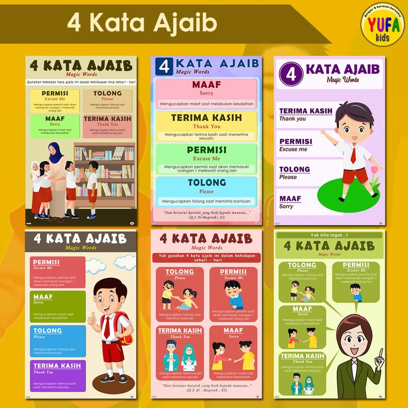 072 poster 4 kata ajaib- Poster Edukasi Anak - Poster belaja - Shop ...