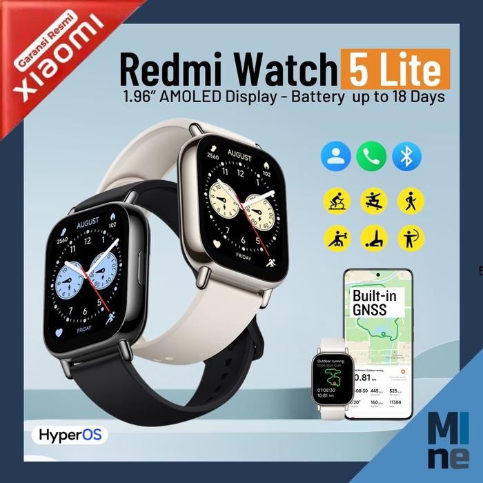 Jual Redmi Watch 5 Lite 1.96" AMOLED Battery 18 Days Built-in GNSS ...