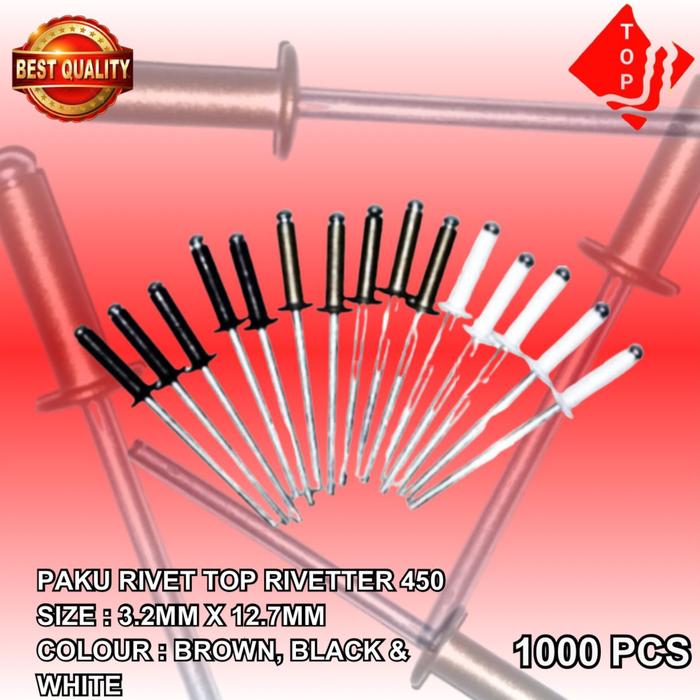 Jual Paku Rivet 450 ukuran 3,2x13mm warna Hitam dan Putih 1ktk ...