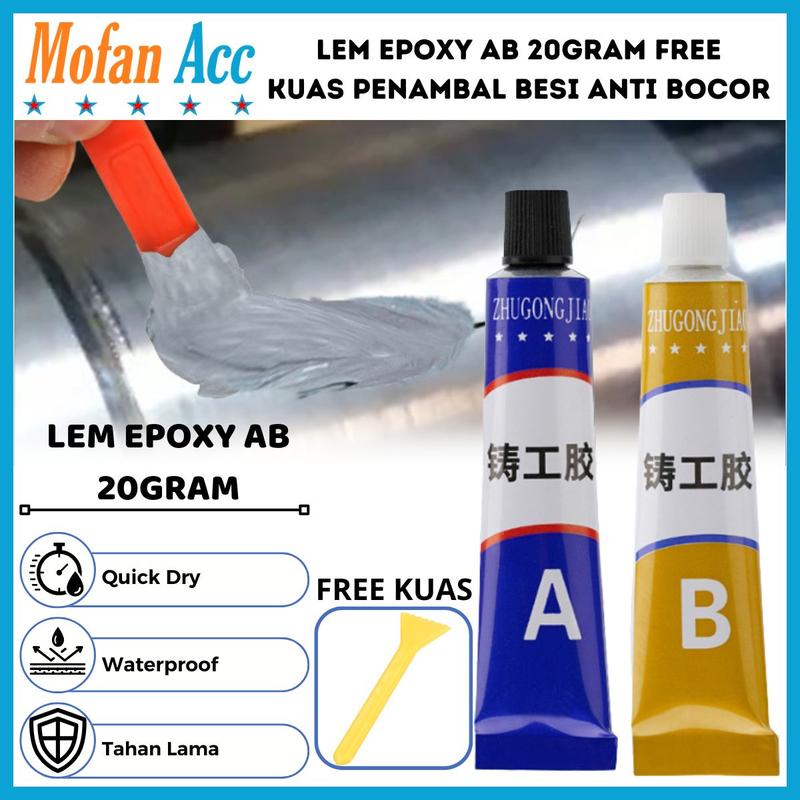 LEM EPOXY AB 20 gram Perekat Campur Penambal Besi Anti Bocor - Shop ...