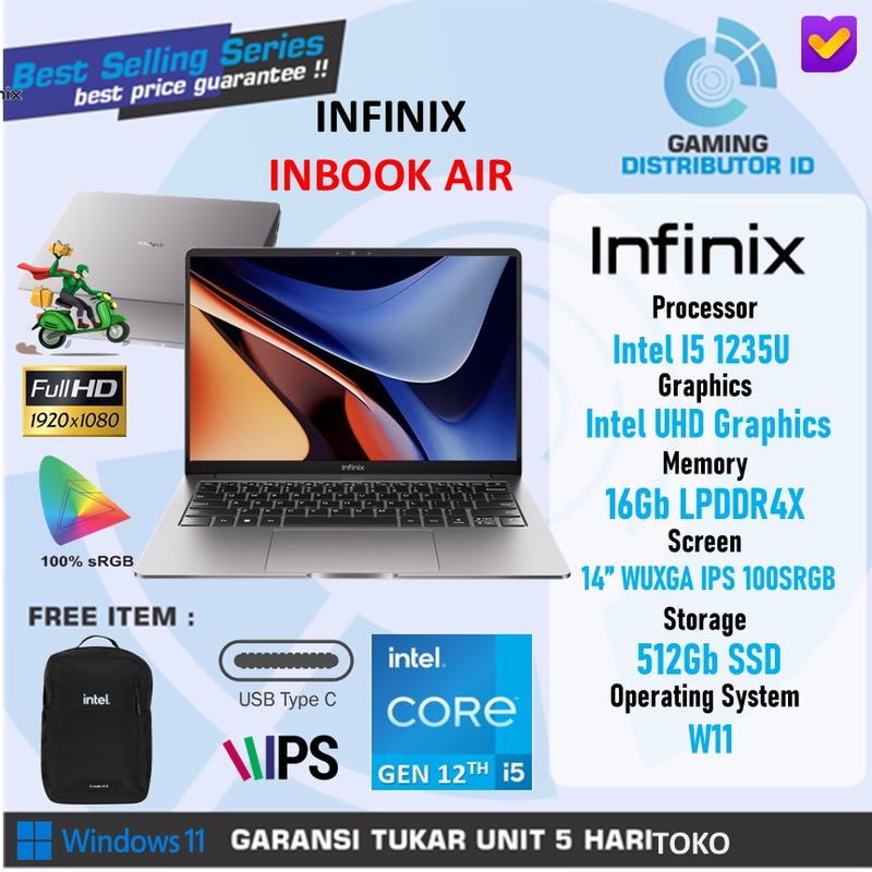 Laptop Infinix Inbook Air Intel Core I5 1235U 16Gb 512Gb W11 14" WUXGA ...