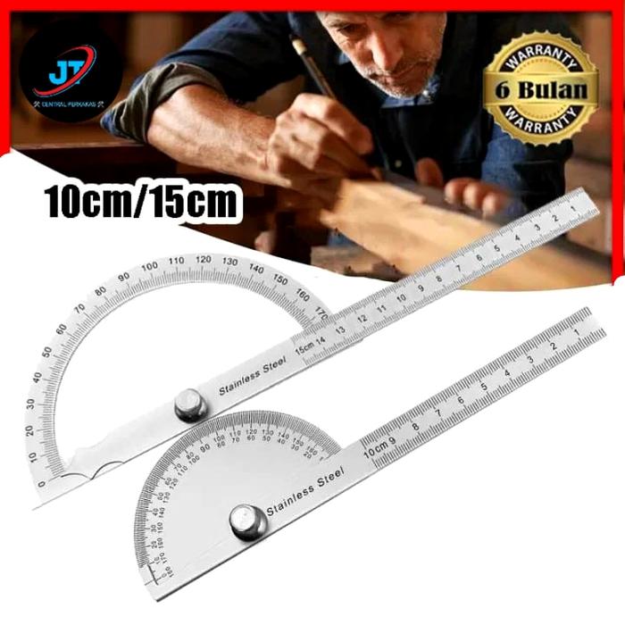 Jual Busur 180 Derajat Combi Penggaris Protactor Stainless Steel 100mm ...