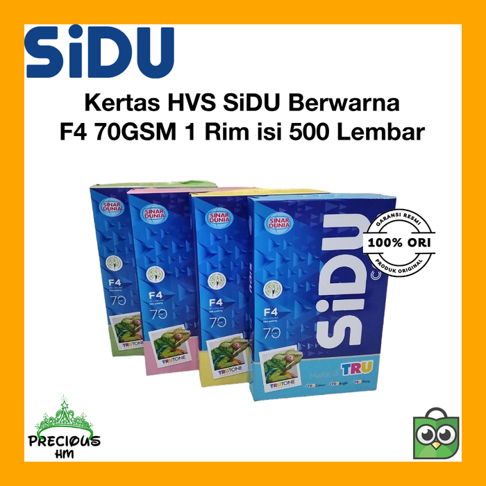 Jual Kertas HVS SiDU Berwarna F4 215 x 330 mm 70 GSM 1 Rim (500 Lembar ...