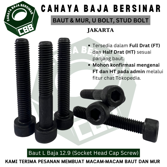 Jual Baut L Baja 12.9 UNF 3/8" - 24G Inchi Drat Halus / Socket Head Cap ...