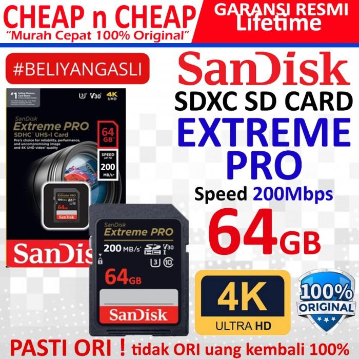 Jual SD Card SanDisk Extreme PRO 64GB 200Mbps V30 Class 10 - SDXC Card ...