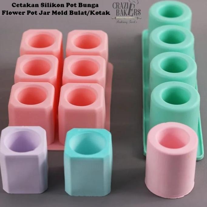 Cetakan Silikon Pot Bunga Flower Pot Jar Mold Bulat/Kotak - Shop ...