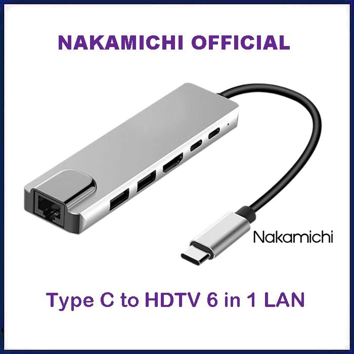Jual Nakamichi Type C to HDTV 6 in 1 Lan+Type-C*2+USB 3.0*2+HDMI ...
