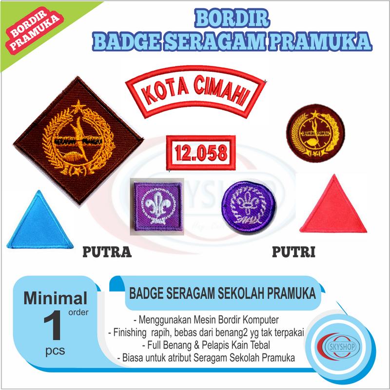 Bordir Badge Atribut Pramuka Lengkap Kitri Tanda Pelantikan Barung TKU Gudep Tanda Lokasi Kwarda ...