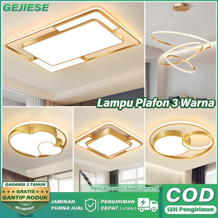 Promo 【COD】Lampu Plafon Minimalis Modern Hias Ring Mewah 48/90CM 3 ...