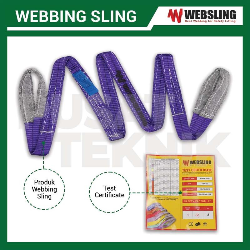 Webbing Sling Belt 1 Ton 1 2 3 4 5 6 8 10 12 15 Meter Tali Angkat ...