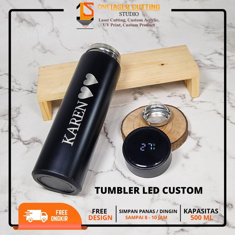 Tumbler LED Custom Nama Logo | Botol Minum Stainless Grafir Laser ...