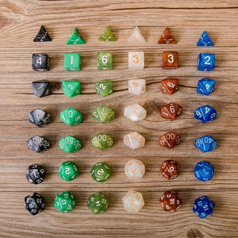 Pearlized TTRPG DND Dice 7-Set (D4, D6, D8, D10, D10%, D12, D20) - Shop ...