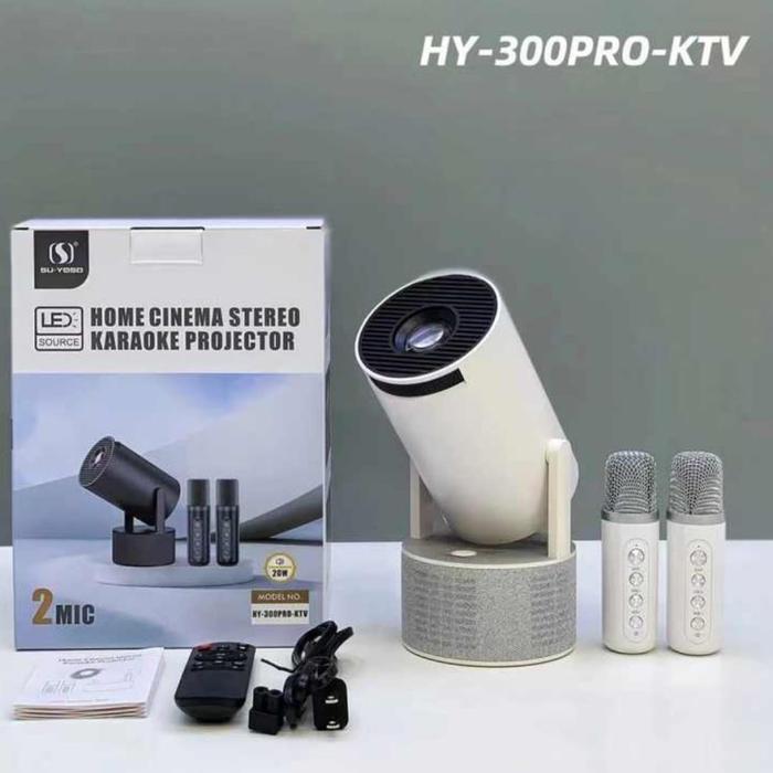 Jual HY300 Pro KTV Projector With 2 Mic wireless proyektor Android ...