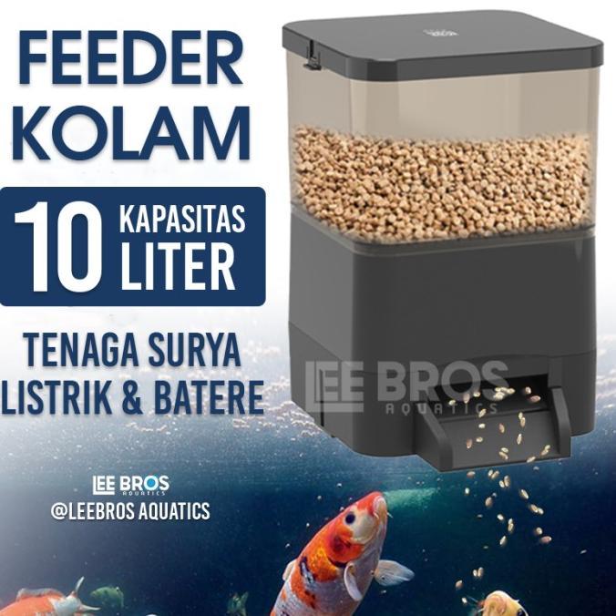[ TERBARU ] Automatic Fish Feeder Tenaga Surya 10L / Auto Feeder Kolam ...