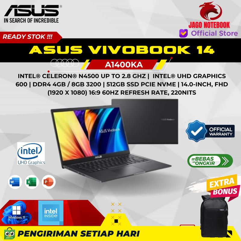 ASUS Vivobook 14 A1400KA N4500 DDR4 4GB/8GB 256GB/512GB SSD 14" - Shop ...