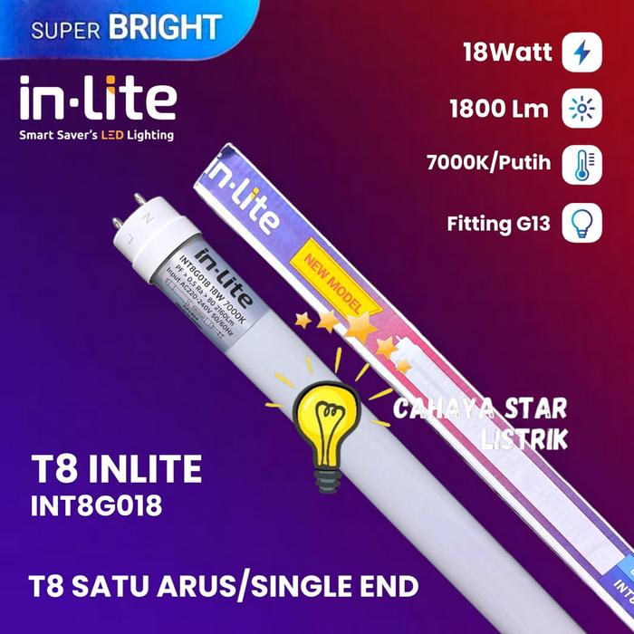 Jual InLite LAMPU LED T8 TUBE LIGHT Single Wiring INT8G018 - 9Watt ...