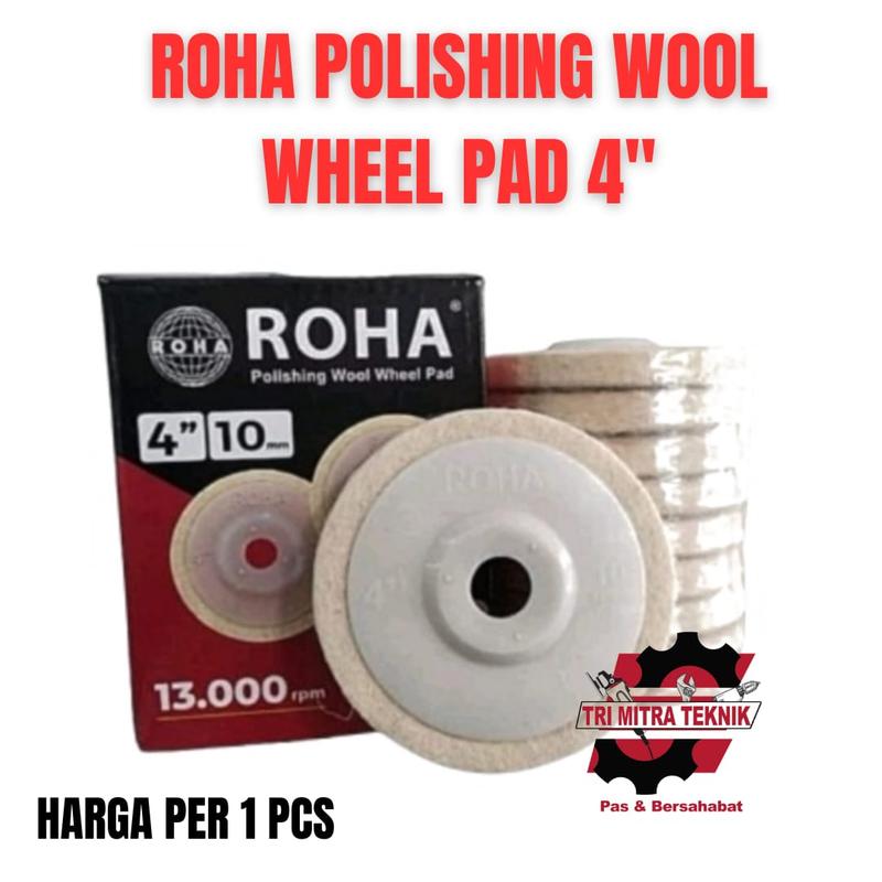 PER 1 PCS POLISHING WOOL WHEEL PAD WHITE 4" ROHA - Shop | Tokopedia