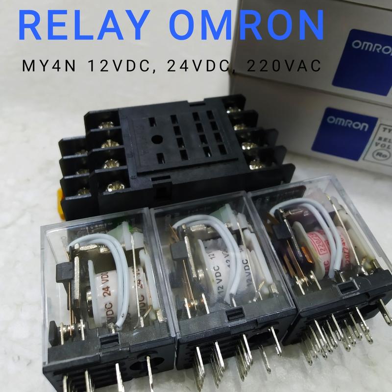 relay Omron original my4n 12vdc,24vdc,220vac 14 kaki set socket/Relay ...