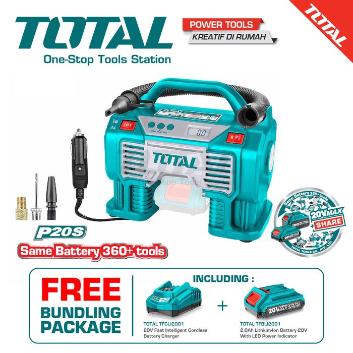 Jual TOTAL CORDLESS AUTO AIR COMPRESSOR / KOMPRESOR 20V TACLI2002 ...