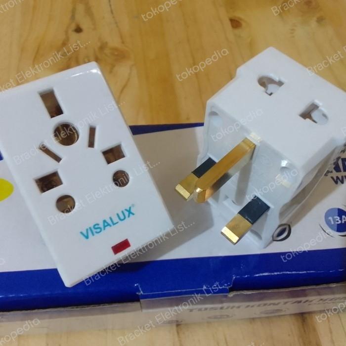Visalux V7196L Over Steker Colokan Universal Sambungan kaki 2 ke 3 SNI ...
