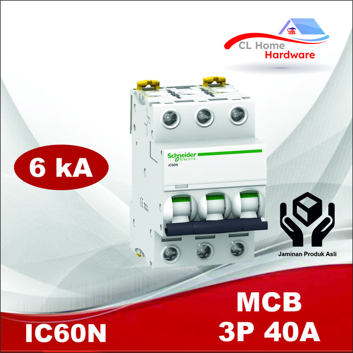 Jual MCB Schneider Acti9 iC60N 3 Phase 40 Ampere Original SNI, 3p 40a ...