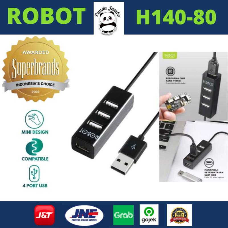 USB HUB ROBOT 4 PORT 2.0 H140-80 80CM HITAM - Shop | Tokopedia