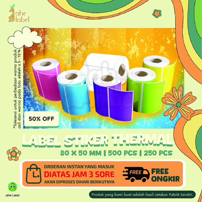 Jual LABEL BARCODE STICKER THERMAL 80X50 MM - KUNING 250 PCS - Jakarta ...