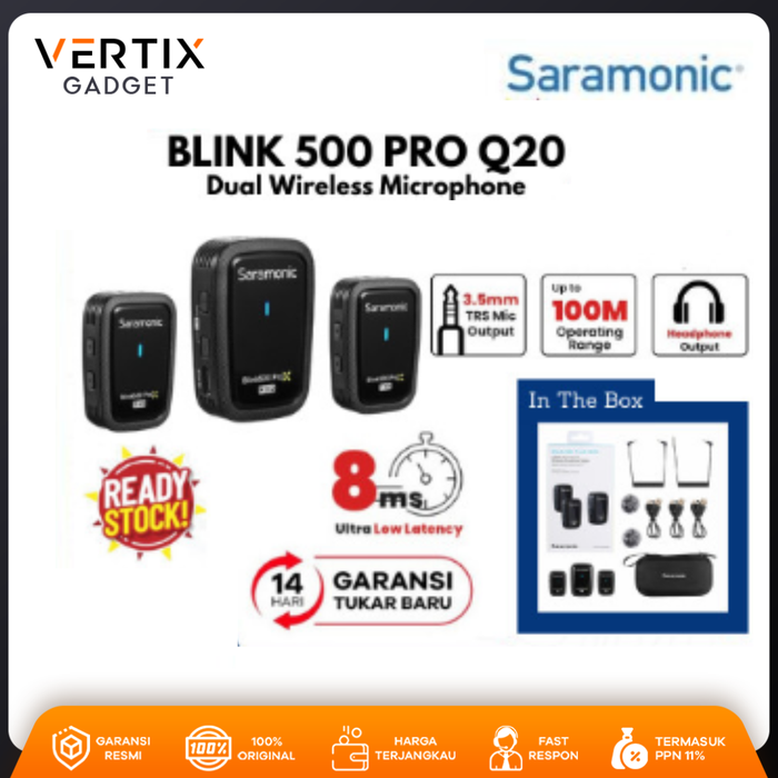Jual Saramonic Blink 500 ProX Q20 Wireless Dual Microphone - Garansi ...