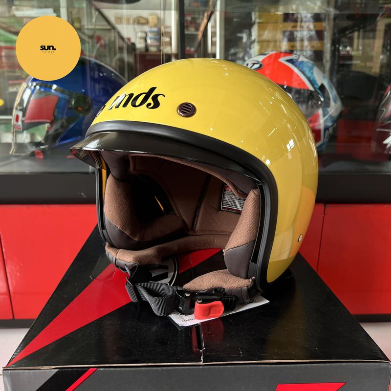 Helm Half Face Jadul Retro MDS MAGNUM Lemon Yellow Solid Gloss - Shop ...