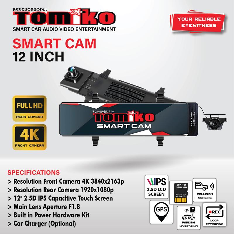 Tomiko Smart Cam DVR / Dashcam Mobil Universal 12 Inch - Shop | Tokopedia